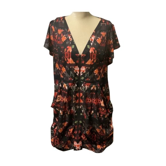 City Chic | Dresses | City Chic Blue Bold Print Side Pockets Zip Front ...